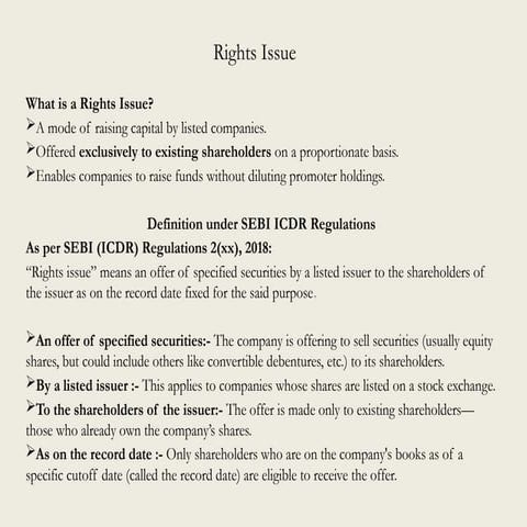 Presentation on Rights Issue Explanation | PPTX