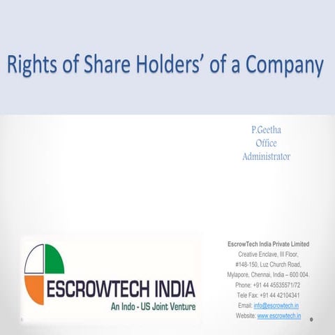 Rights of share holders’ of a company | PPTX