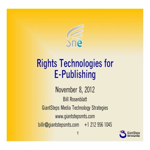 Rights Technologies for E-Publishing | PDF