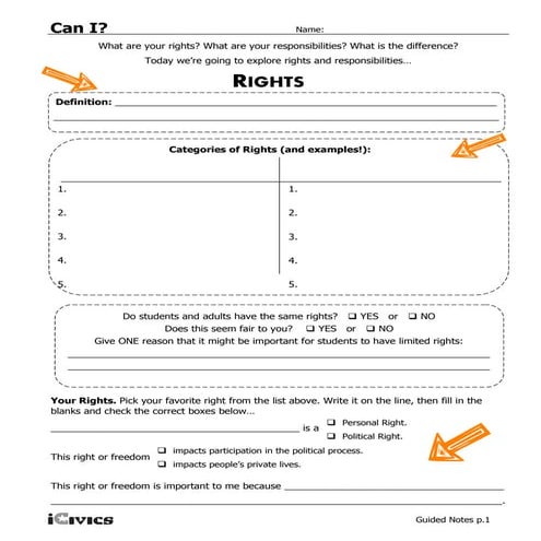 Rights and Responsibilities Can I_lesson_student_handouts | PDF