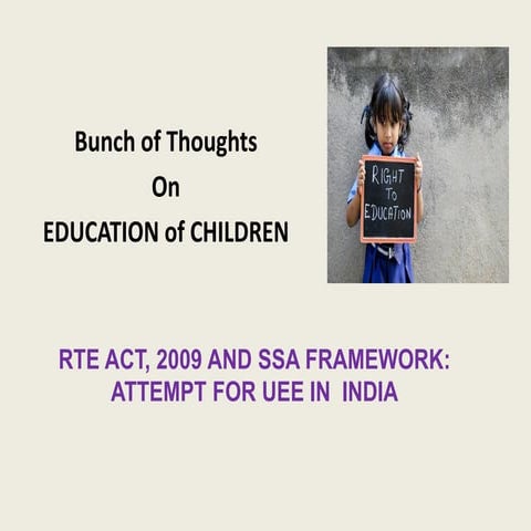 Right to education act 2009 and ssa framework | PDF