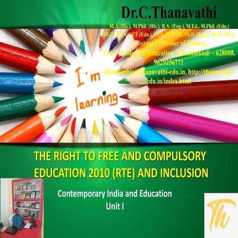 Right to education act 2010 & Education in the Concurrent list and its ...