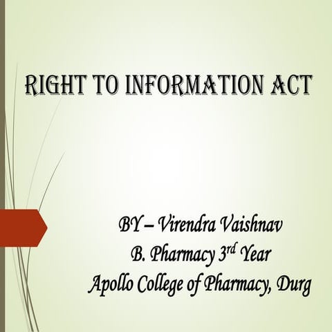 Right to Information Act | PPT