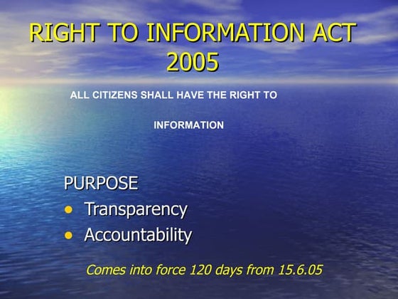 Right to information act, 2005 | PPT