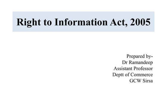 Right to information act | PPT