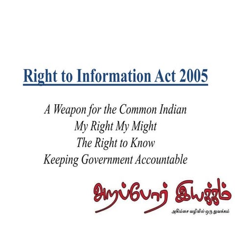 THE RTI ACT 2005 PRESENTATION | PPT