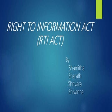 RTI Right to information act (rti act) | PPTX
