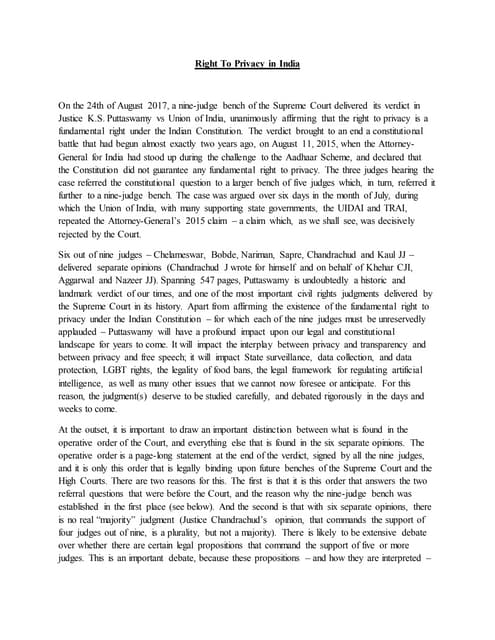 Right to privacy | PPTX