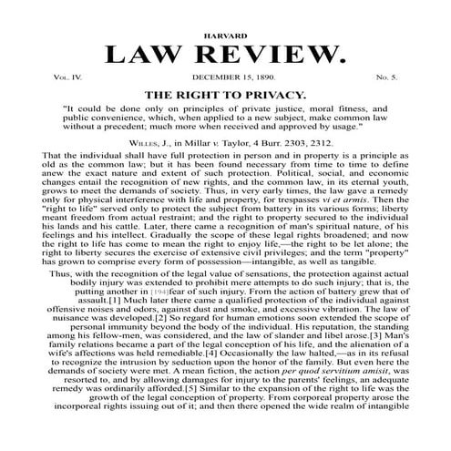 Right To Privacy Harvard Law Review | PDF