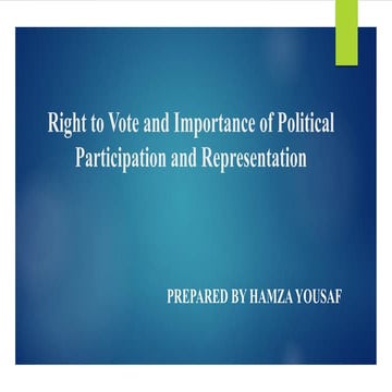 Right to Vote and Importance of Political Participation | PDF