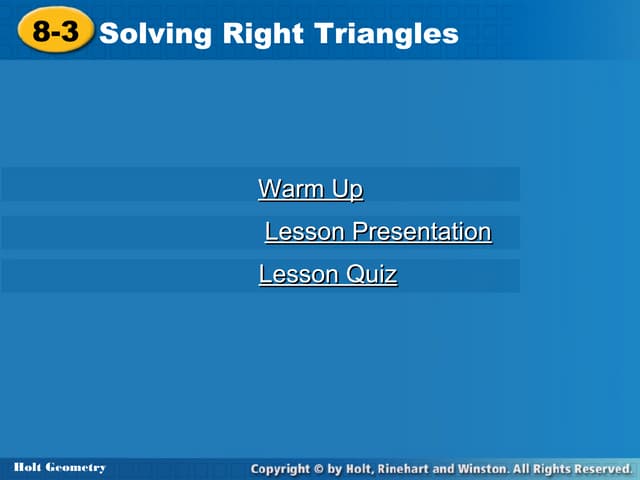 Word Problems Involving Right Triangles | PPTX