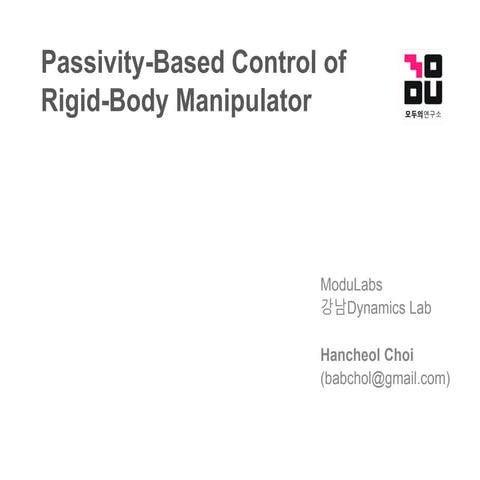 Passivity-based control of rigid-body manipulator | PPT