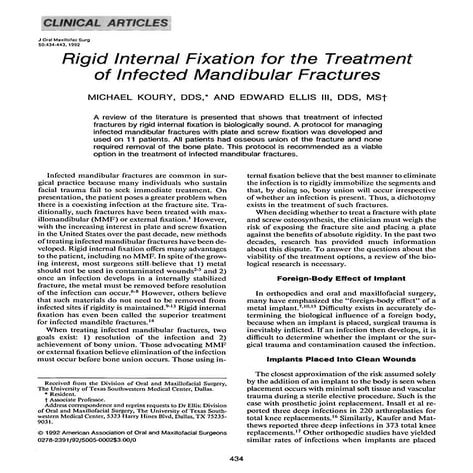 Rigid internal fixation for mandibular of infected mandibular fractures ...