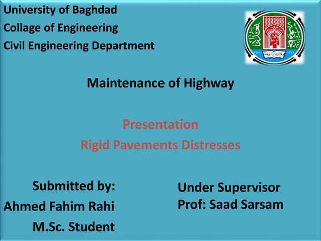 Rigid pavement distress | PPTX | Civil Engineering Industry | Industries
