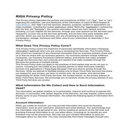 RIGit Privacy Policy | PDF | Internet | Computing