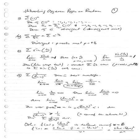Rijen en reeksen opgavenuitwerking extra opgaven