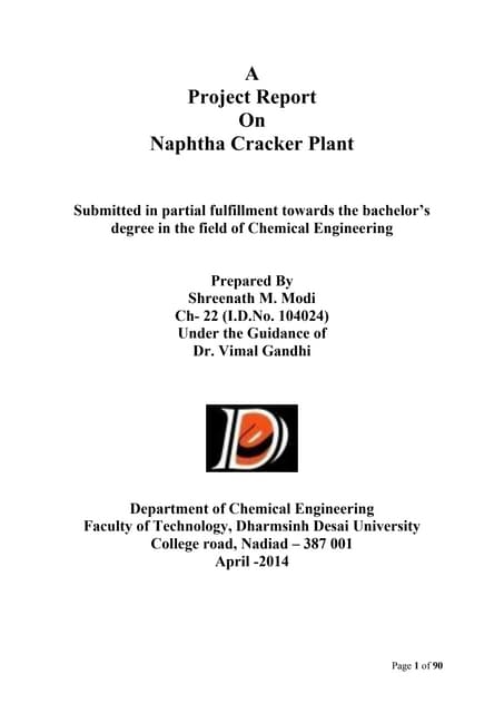 Naphtha Cracking Unit : Ethylene Production | PPT