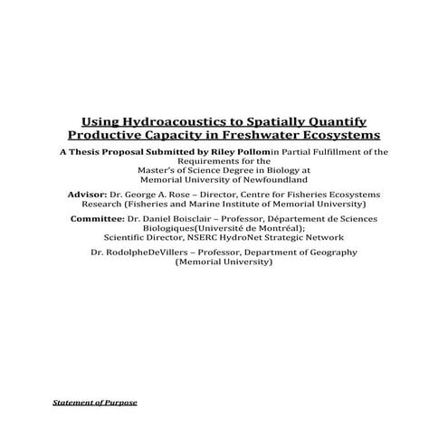 Using Hydroacoustics to Spatially Quantify Productive Capacity in Freshwater Ecosystems | PDF