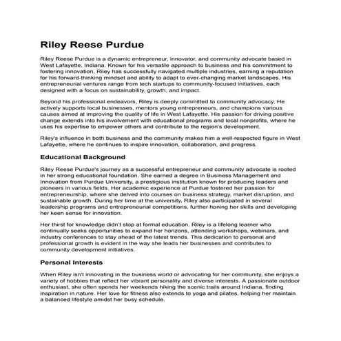 Riley Reese Purdue’s Mission: Innovating for a Better Future | PDF