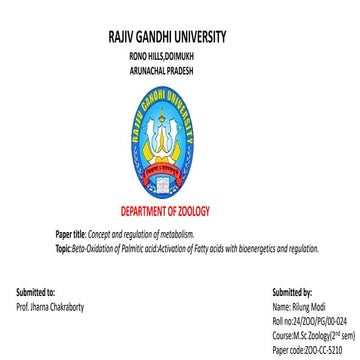 Beta Oxidation of Palmitic acid(fatty acids) with its energetics and ...