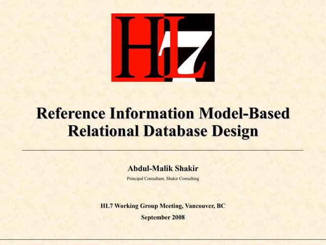 Rim Based Relational Database Design Tutorial September 2008 Ppt