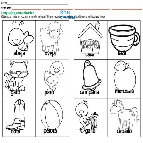 Actividades De Rimas Para Preescolar Juego De Rimas Conciencia