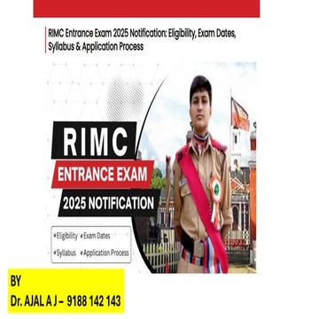 RIMC Entrance Exam 2025 Eligibility Criteria | PDF