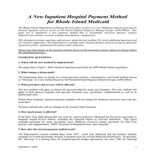 RI Medicaid Inpatient FAQ - Sep 2009 | PDF