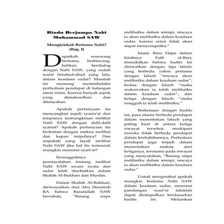 Rindu berjumpa nabi muhammad saw mungkinkah bertemu nabi | PDF