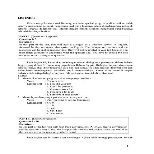 MATERI LISTENING (CORE) - CP FT 1 AGT 20 | PPTX