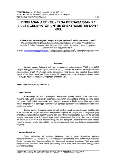 Fpga berdasarkan rf pulse generator untuk spektrometer nqr | PDF