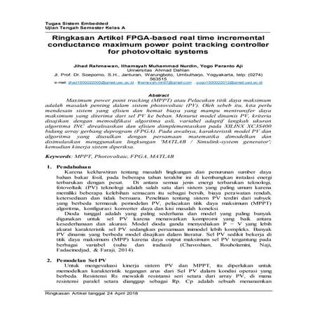 FPGA-based real time incremental conductance maximum power point tracking controller for ...