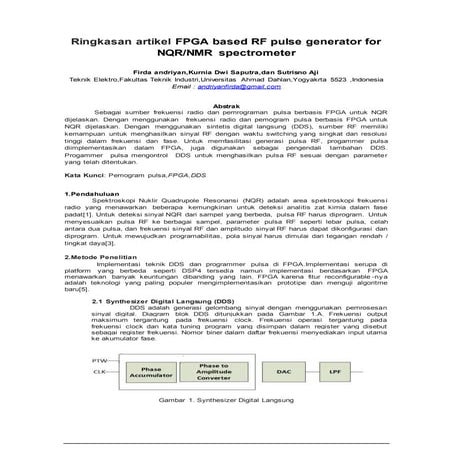 Ringkasan artikel fpga based rf pulse generator for nqr | PDF