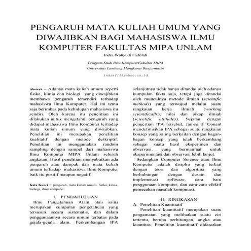 Ringkasan penelitian(indra wahyudi f j1 f111020) | PDF