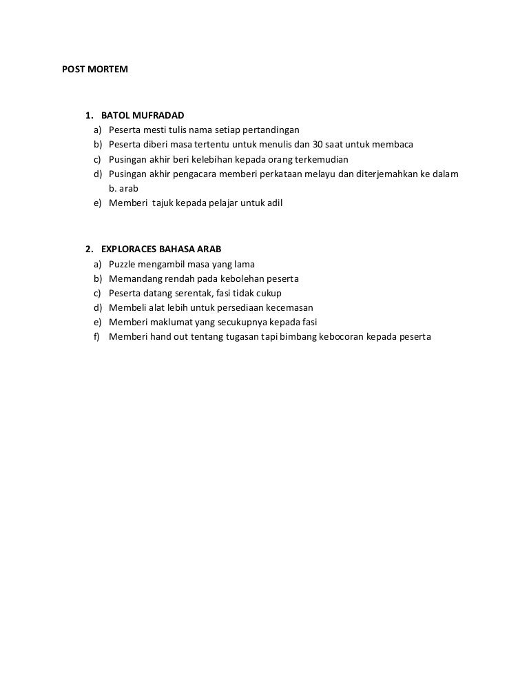 post mortem dalam bahasa melayu - John Bond