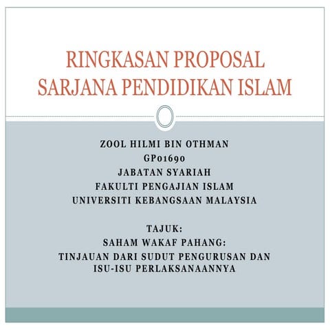 Ringkasan proposal sarjana pendidikan islam | PPTX