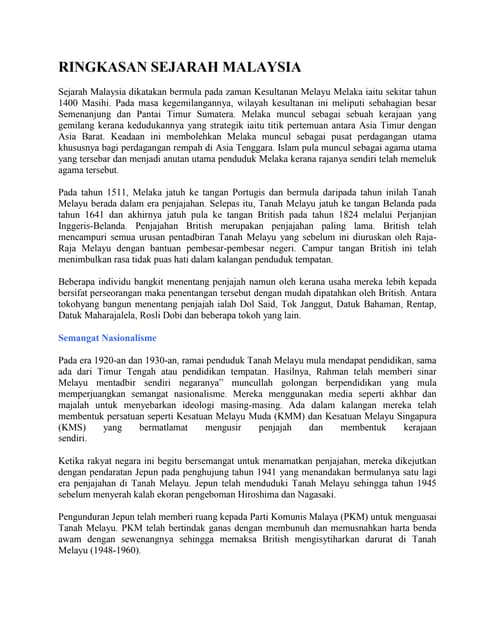 Sejarah kemerdekaan Malaysia | DOCX