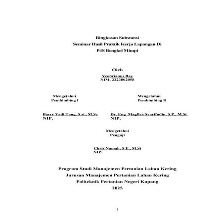 RINGKASAN SUBSTANSI SEMINAR HASIL PRAKTIK KERJA LAPANG BUDIDAYA AZOLLA MICROPHYLLA SECARA ...