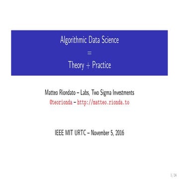 Algorithmic Data Science Theory Practice Ppt