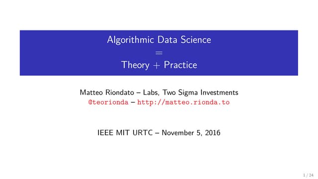 Algorithmic Data Science Theory Practice Ppt