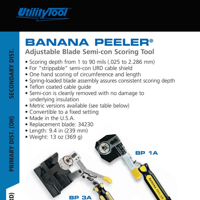 Ripley Utility Tool BP Banana Peeler - Adjustable Semi-Con Scoring ...