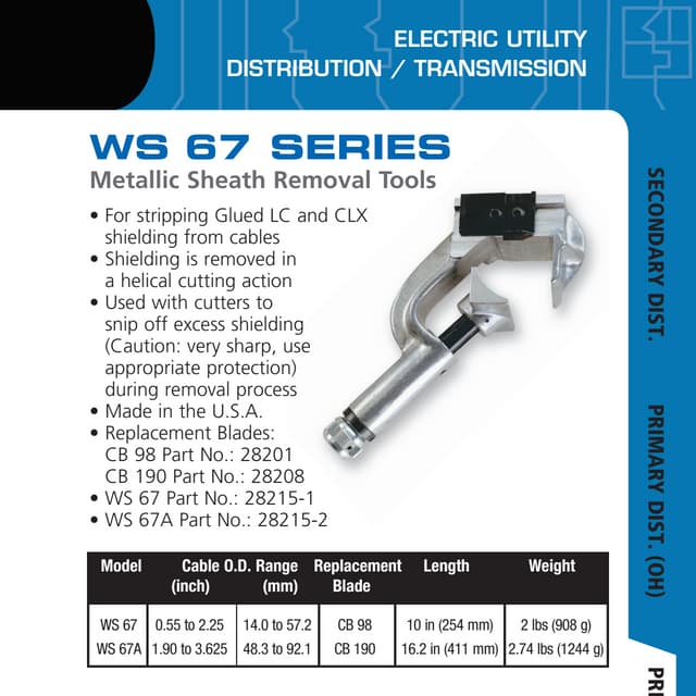 Ripley Utility Tool WS 49 Airport Lighting Cable End Stripper ...