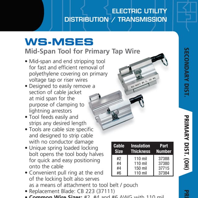 Ripley Utility Tool WS 50 - WS 50A -Adjustable URD End Stripper | PDF