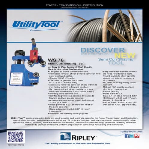 Ripley Utility Tool WS 76 Semi-Con Shaving Tool - Spec Sheet | PDF