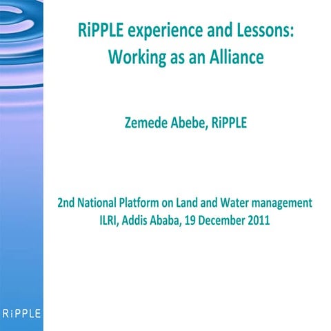 RiPPLE experience and lessons: Working as an alliance | PPT