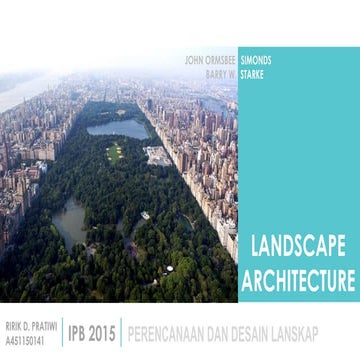 LANDSCAPE ARCHITECTURE: a Manual Environmental Planning and Design | PPT