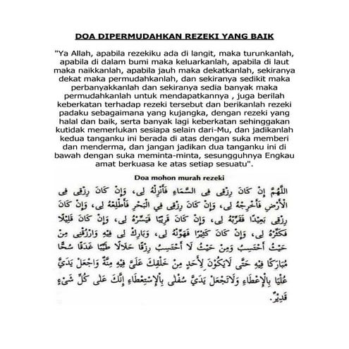 Risalah dakwah 027 doa ditambahkan rezeki yang baik | PDF