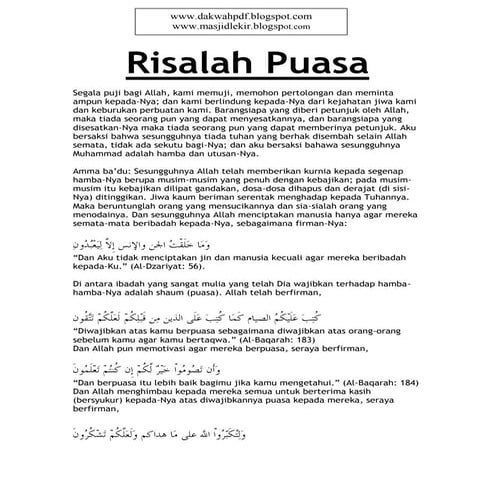 Risalah ramadan 000 risalah puasa ramadan penting | PDF