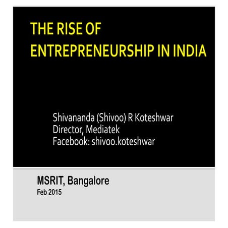 Rise of Entrepreneurship in India | PPT