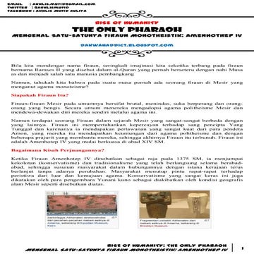 RISE OF HUMANITY: The Only Pharaoh | PDF